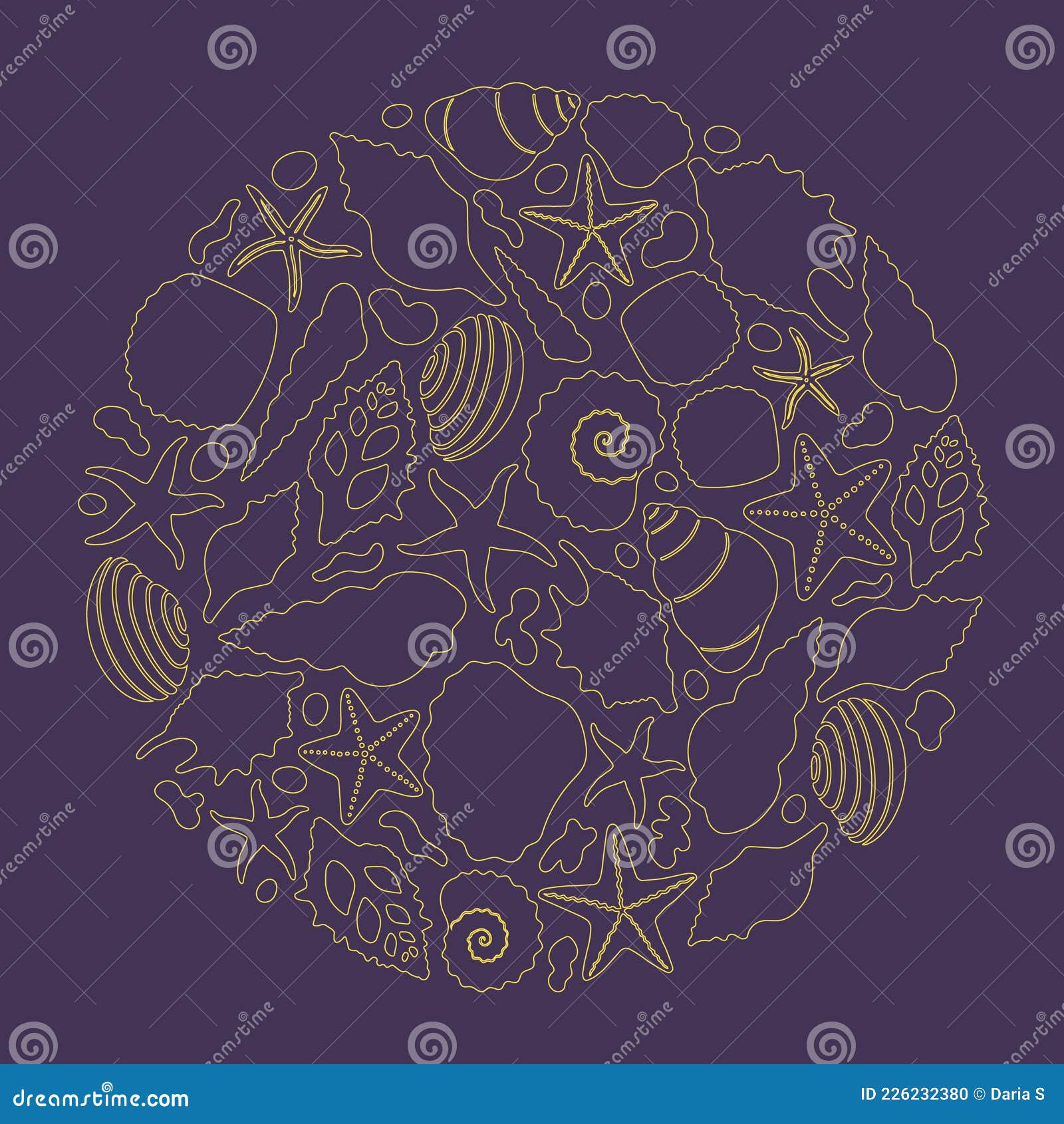 Flat Vector Illustration of Round Shape. Underwater Set Stock Vector ...