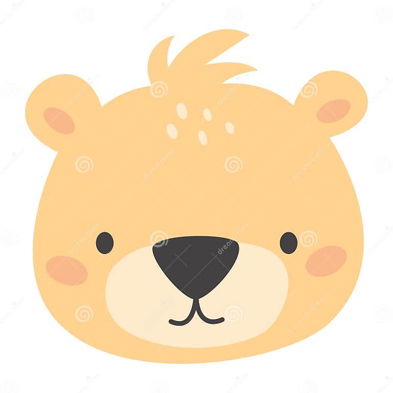 Flat Vector Illustration in a Simple Style. Cute Bear Face on White Background Stock ...