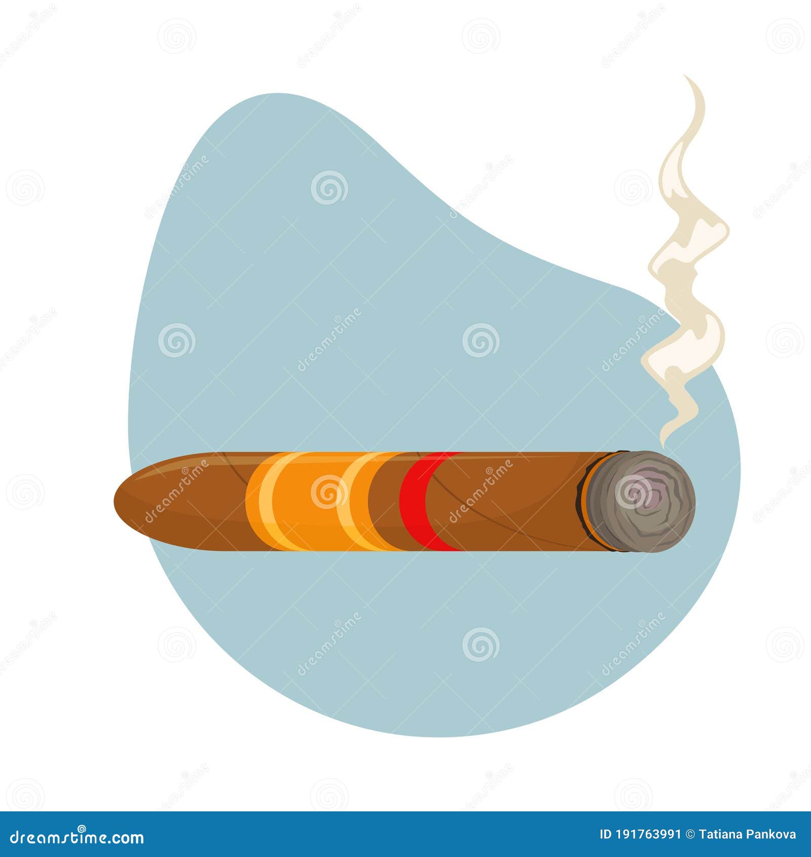 Flat Vector Illustration of a Smoldering Cuban Cigar with a Label Stock ...