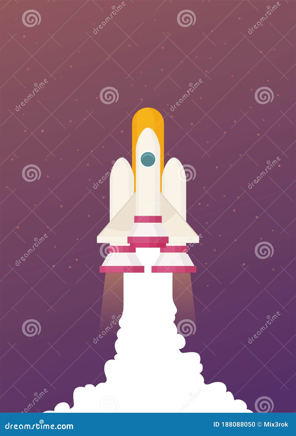 Flat Vector Illustration of a Spaceship Launch Isolated on Space ...