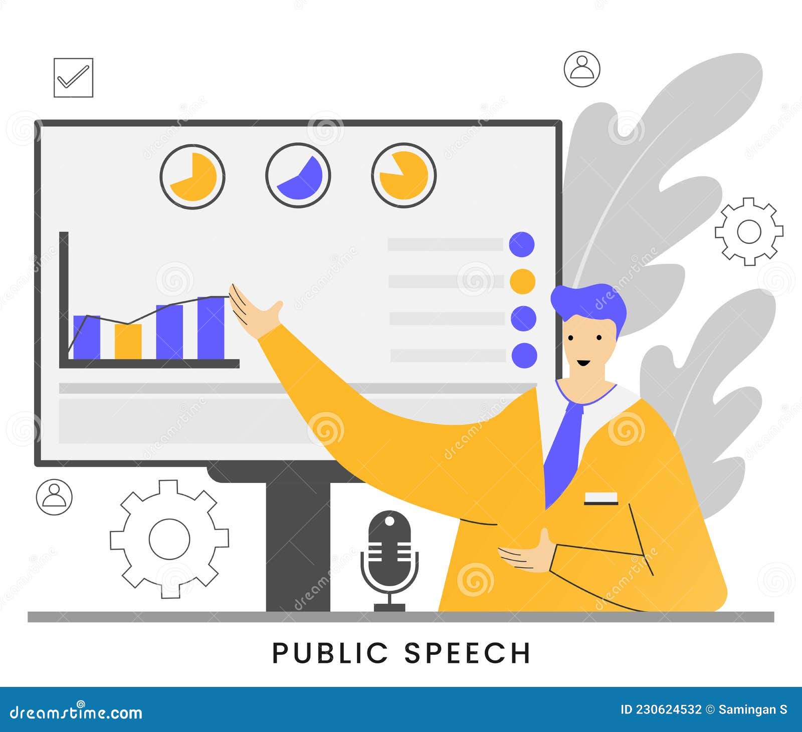 Flat Vector Illustration Speaker Concept with Microphone Stock ...