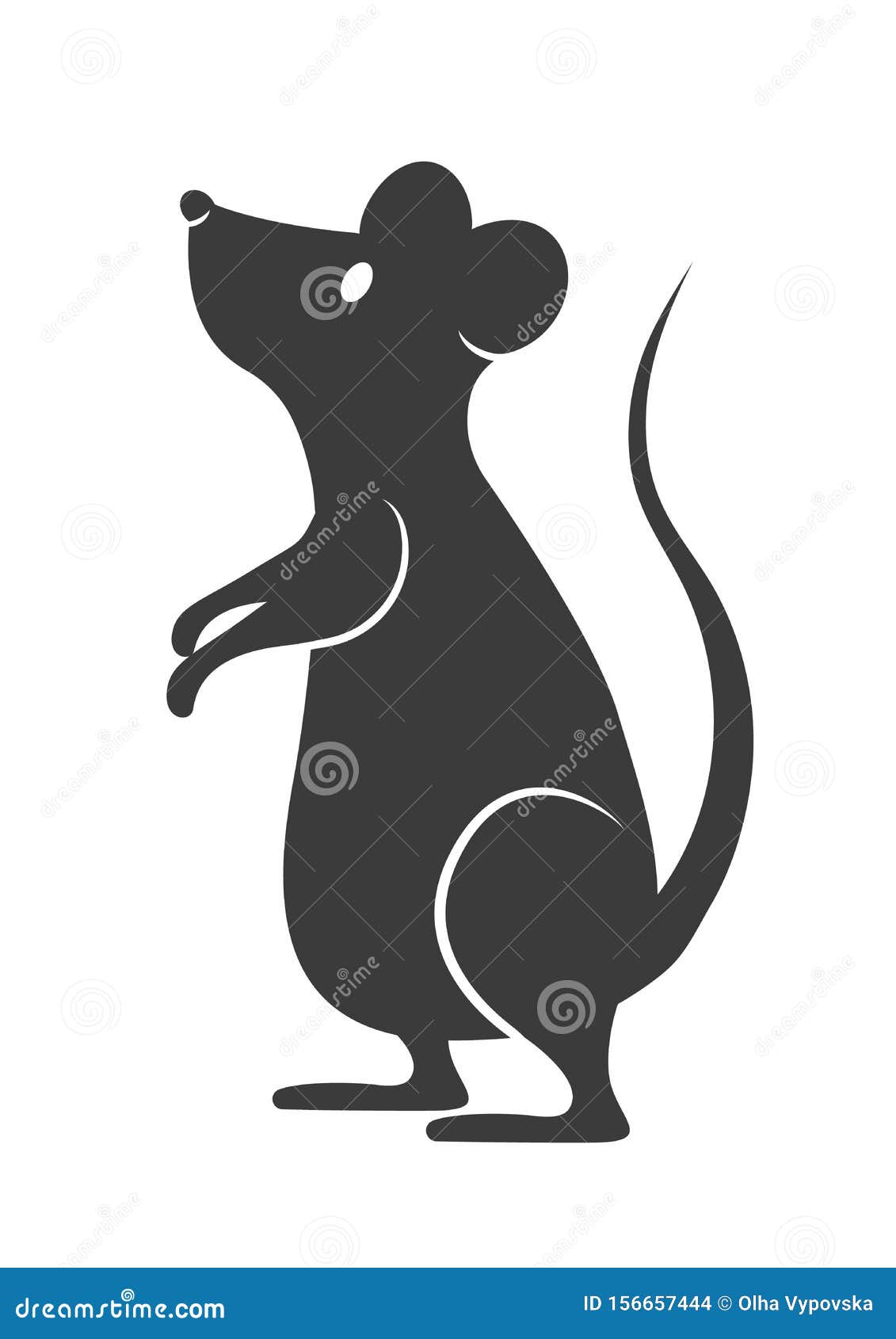 Flat Vector Illustration of Standing Black Rat or Mouse Isolated Stock ...