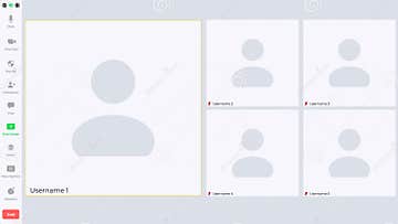 Flat Vector Illustration of Video Conference App Layout. Call Screen ...