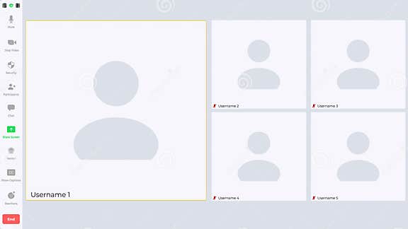 Flat Vector Illustration of Video Conference App Layout. Call Screen ...