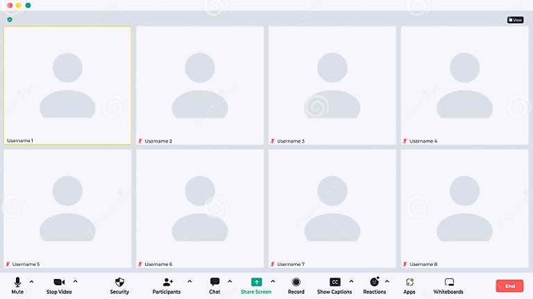 Flat Vector Illustration of Video Conference App Layout. Perfect for ...