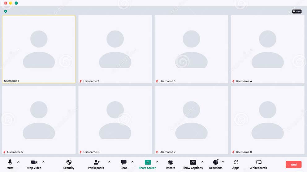 Flat Vector Illustration of Video Conference App Layout. Perfect for ...