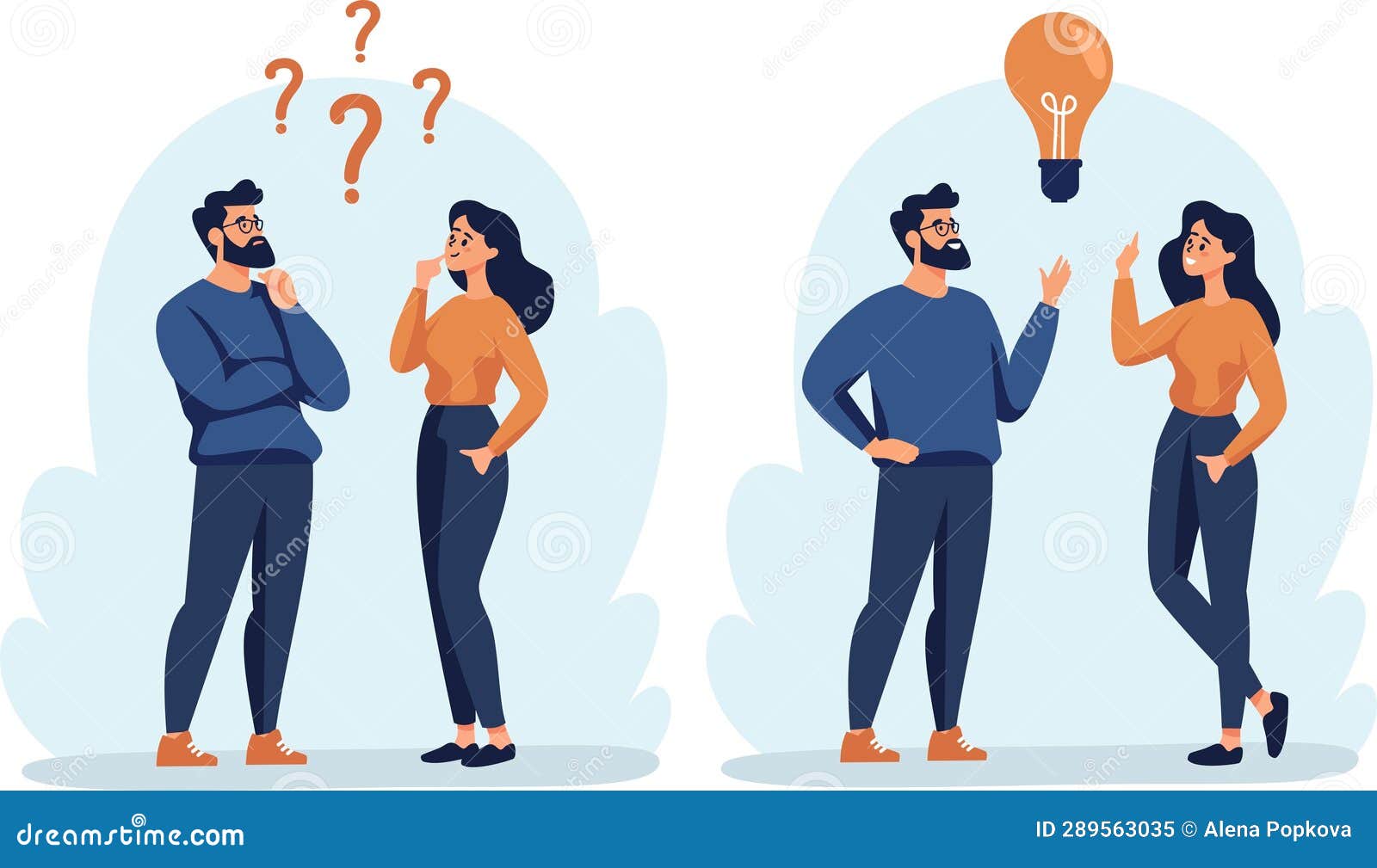 Flat Vector Illustration. a Woman and a Man are Discussing Issues ...