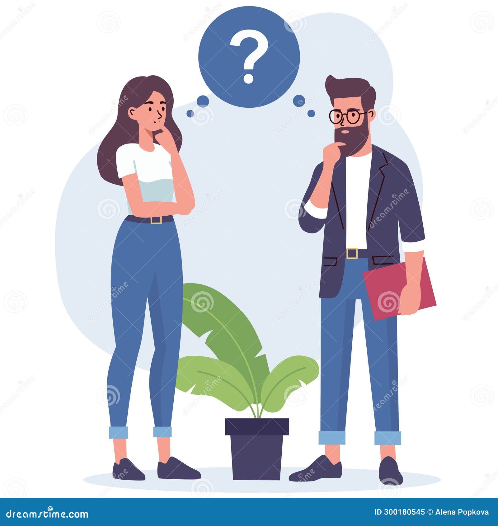 Flat Vector Illustration. a Woman and a Man are Discussing Issues ...