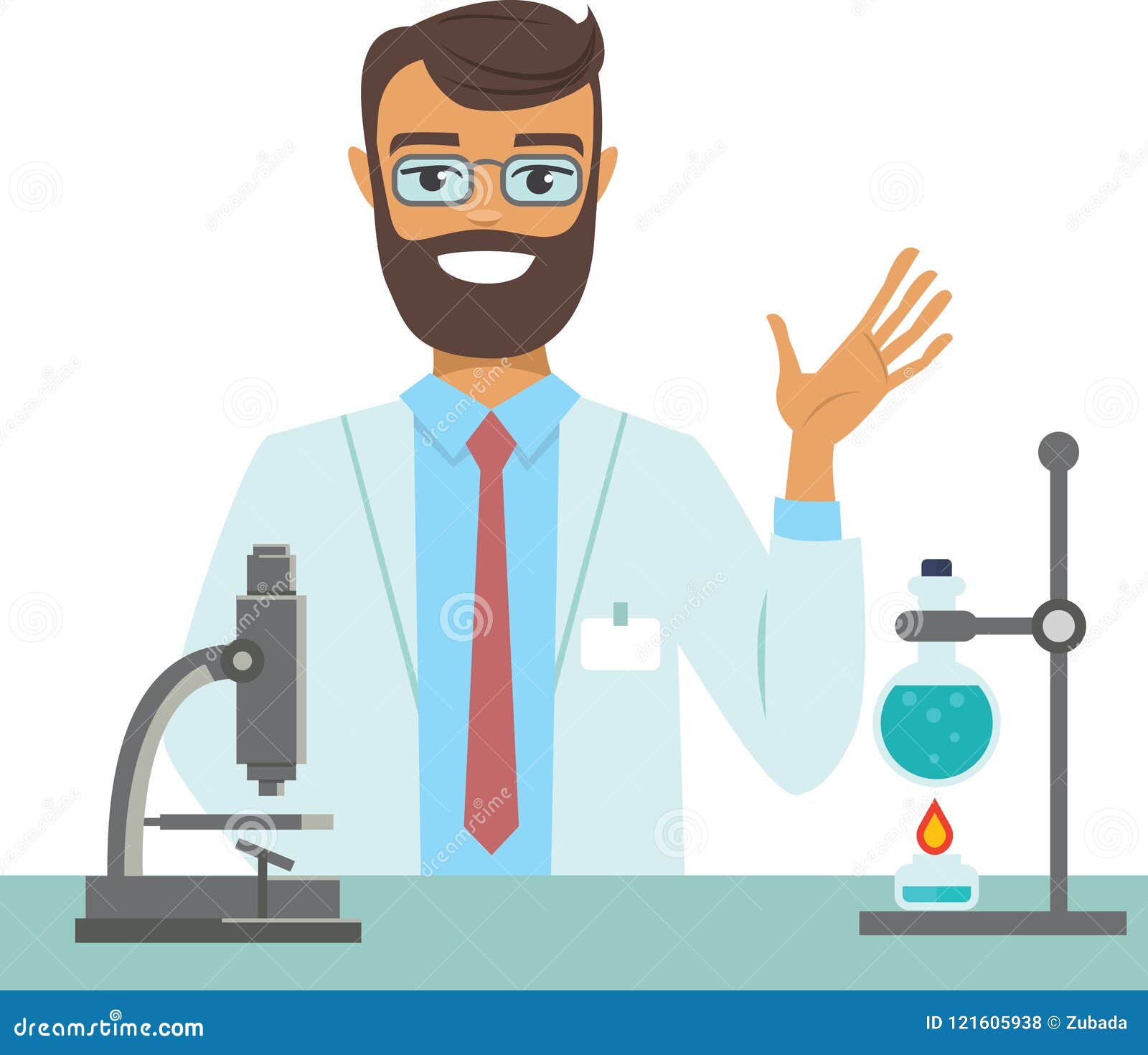 Set Handsome Scientist Man Pointing Up With Serious Face. Medical Staff ...