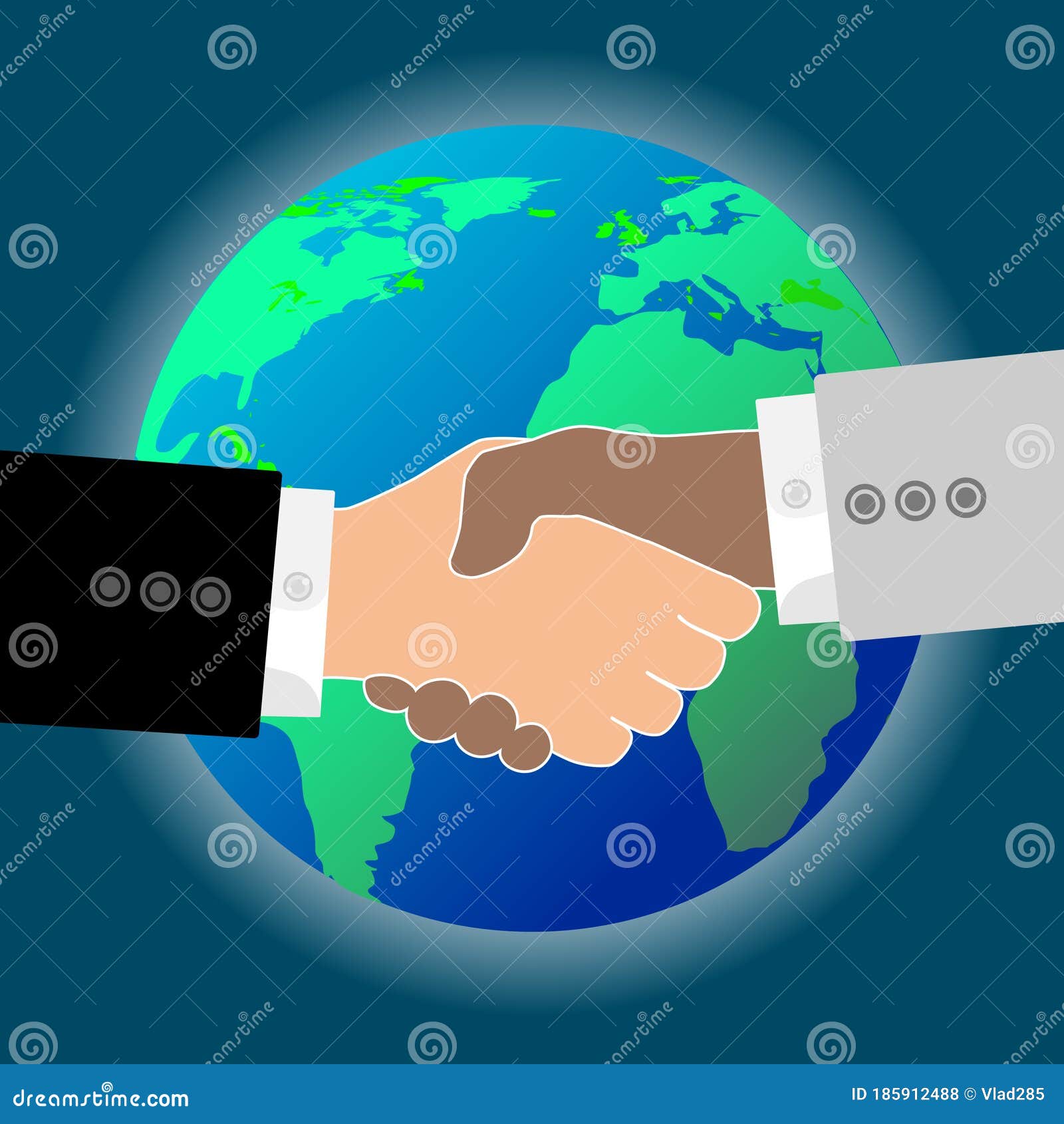 Flat Vector Image of a Globe and a Handshake. Vector Image of a ...