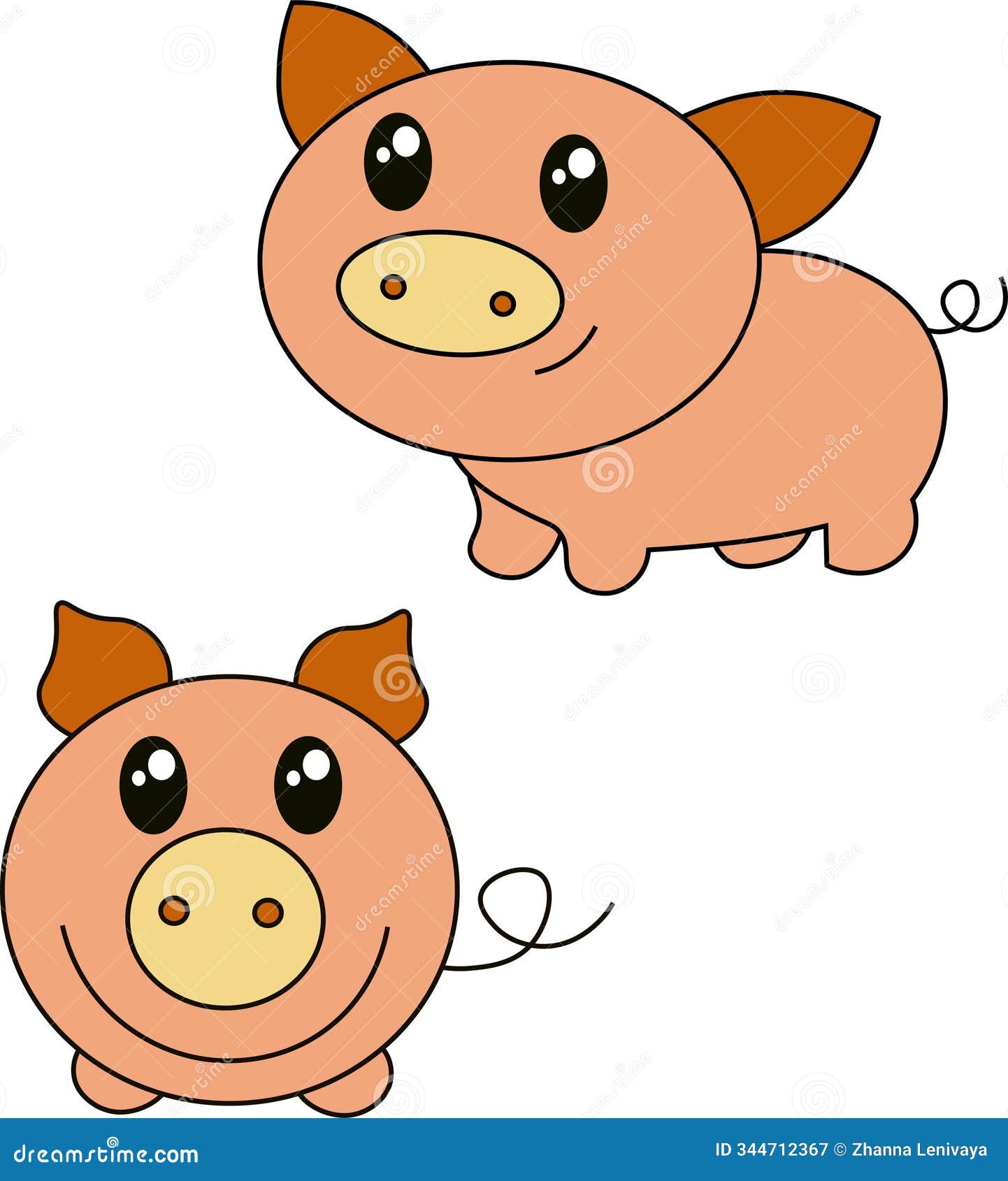 Flat Vector Image of a Pig from the Side and Front Stock Illustration ...