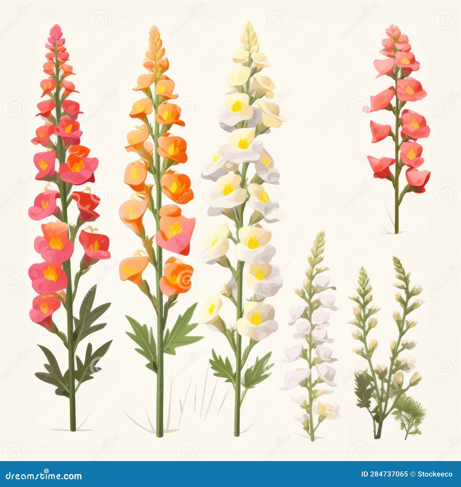 Flat Vector Infographic Of Snapdragon With Daisy Flowerheads Royalty ...
