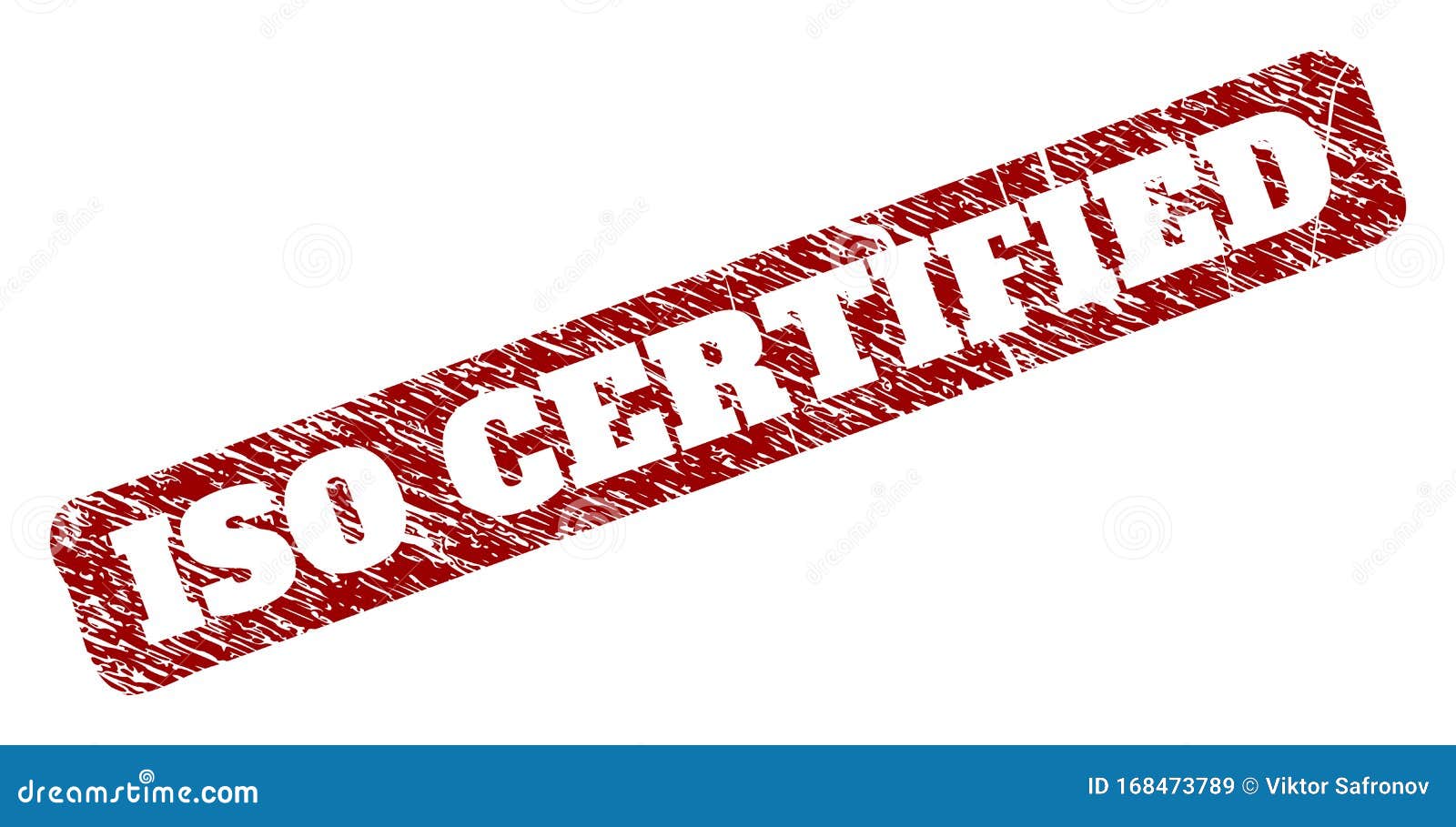 ISO CERTIFIED Red Rounded Rough Rectangular Stamp with Unclean Surfaces Stock Vector ...
