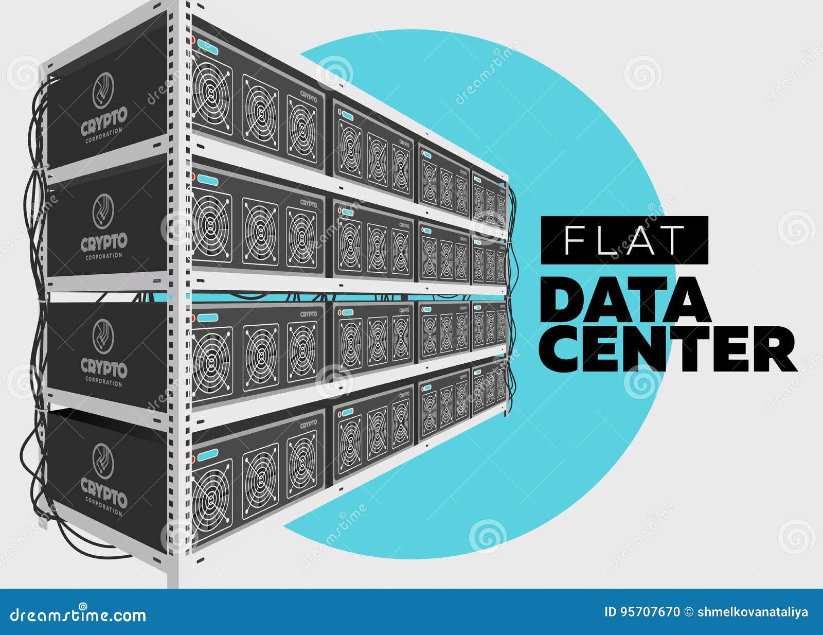 Flat Vector Isolated Illustration of Data Center in Perspective. Stock ...