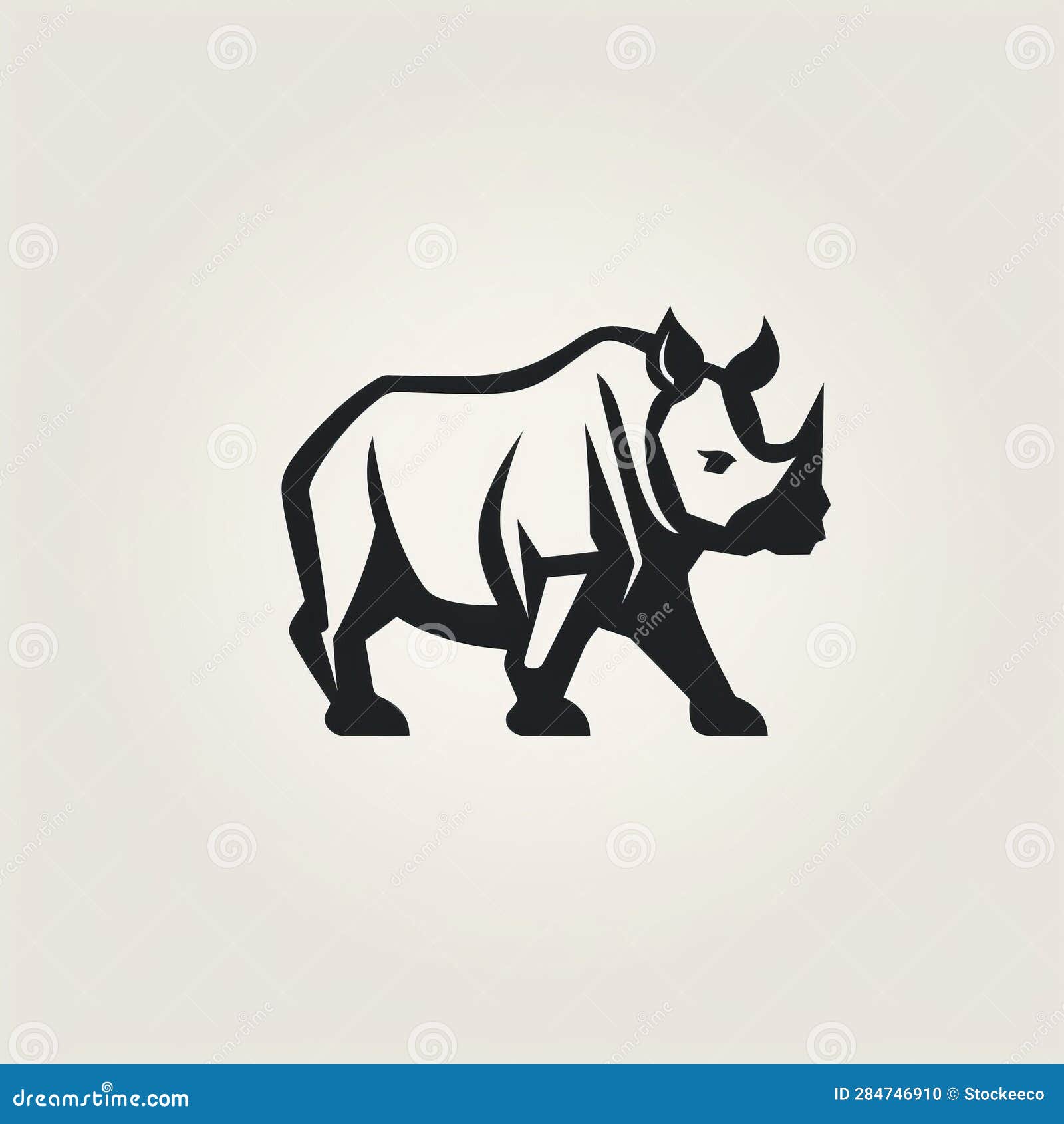 Aggressive Rhino 3d Model Walking On White Background Stock ...
