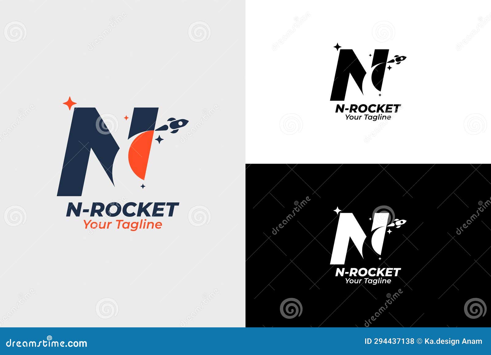 Modern Rocket Logo and Letter N. Simple Flying Rocket with Speed ...