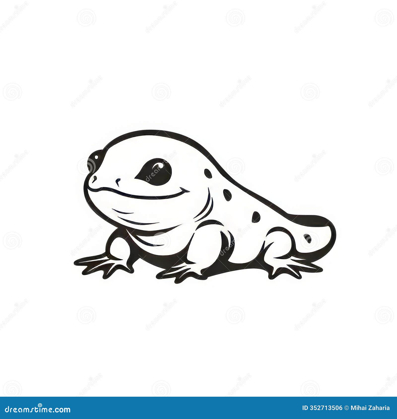 Cute Newt Vector Logo Design in Black and White Outline Style Stock ...