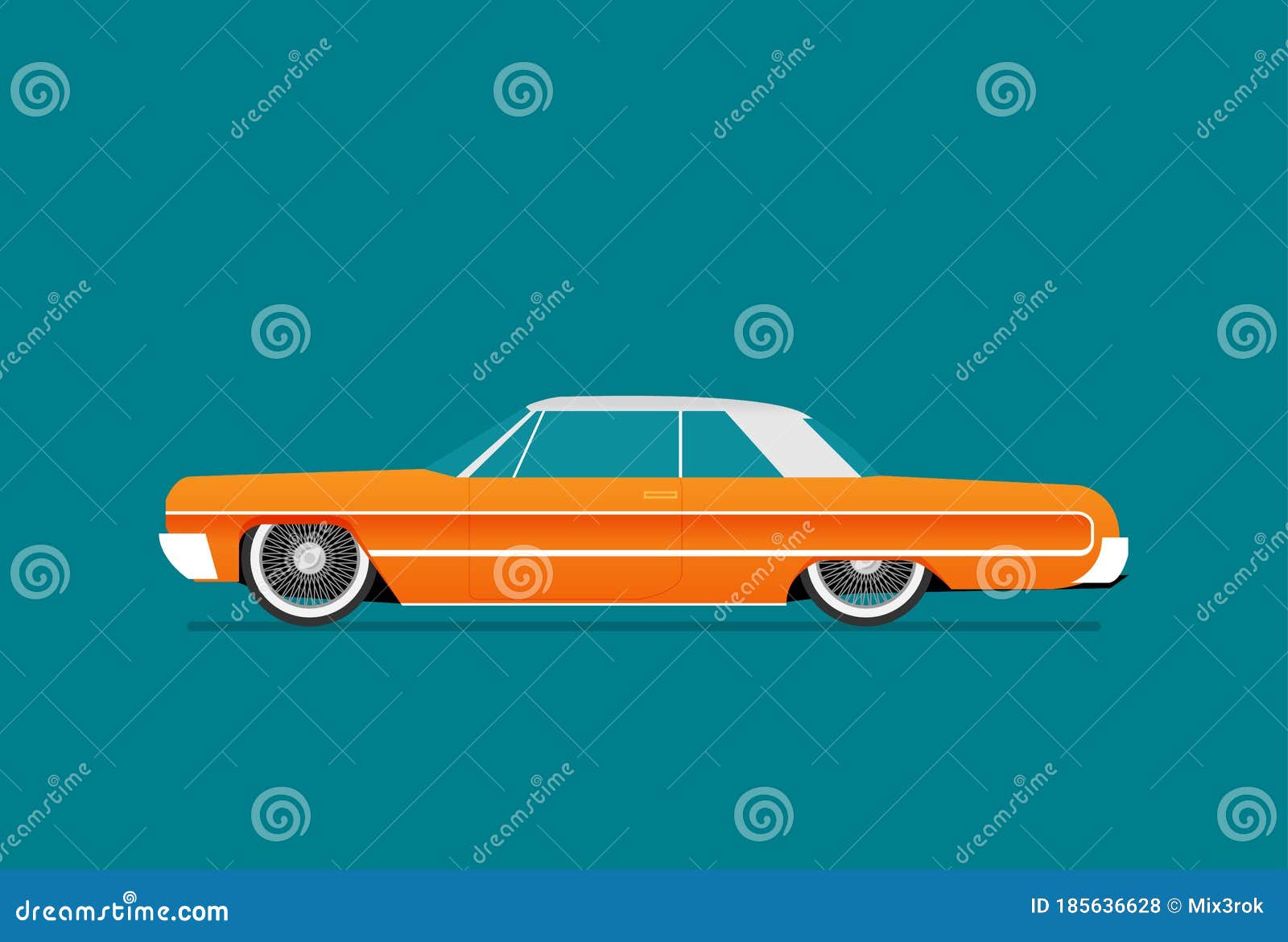Flat Vector Lowrider Car Icon Stock Vector - Illustration of retro ...