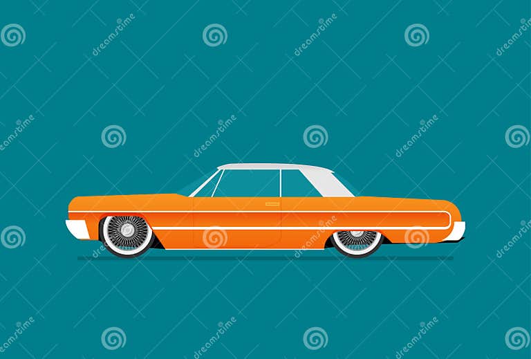 Flat Vector Lowrider Car Icon Stock Vector - Illustration of retro ...