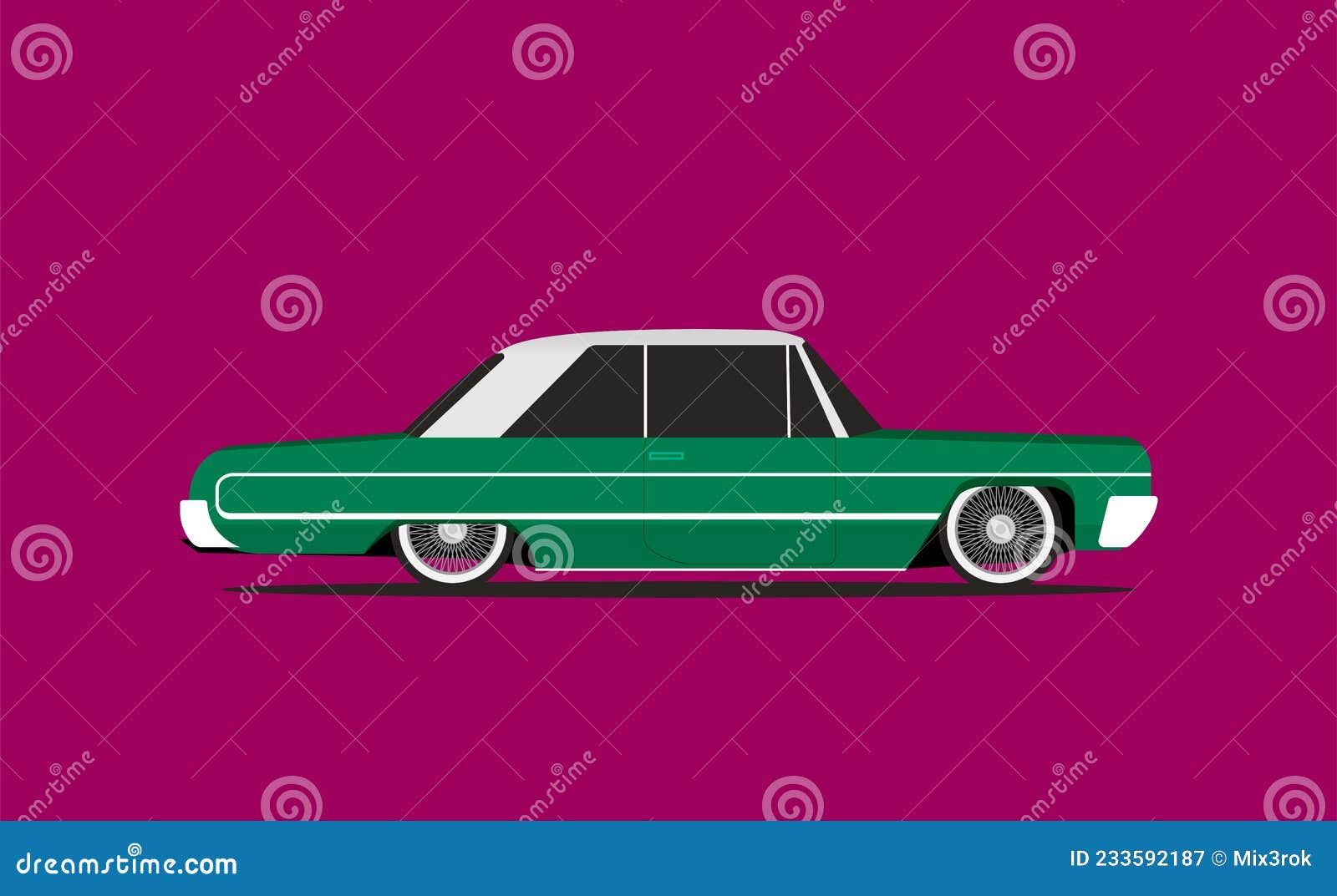 Flat Vector Lowrider Car Icon Stock Vector - Illustration of ride ...
