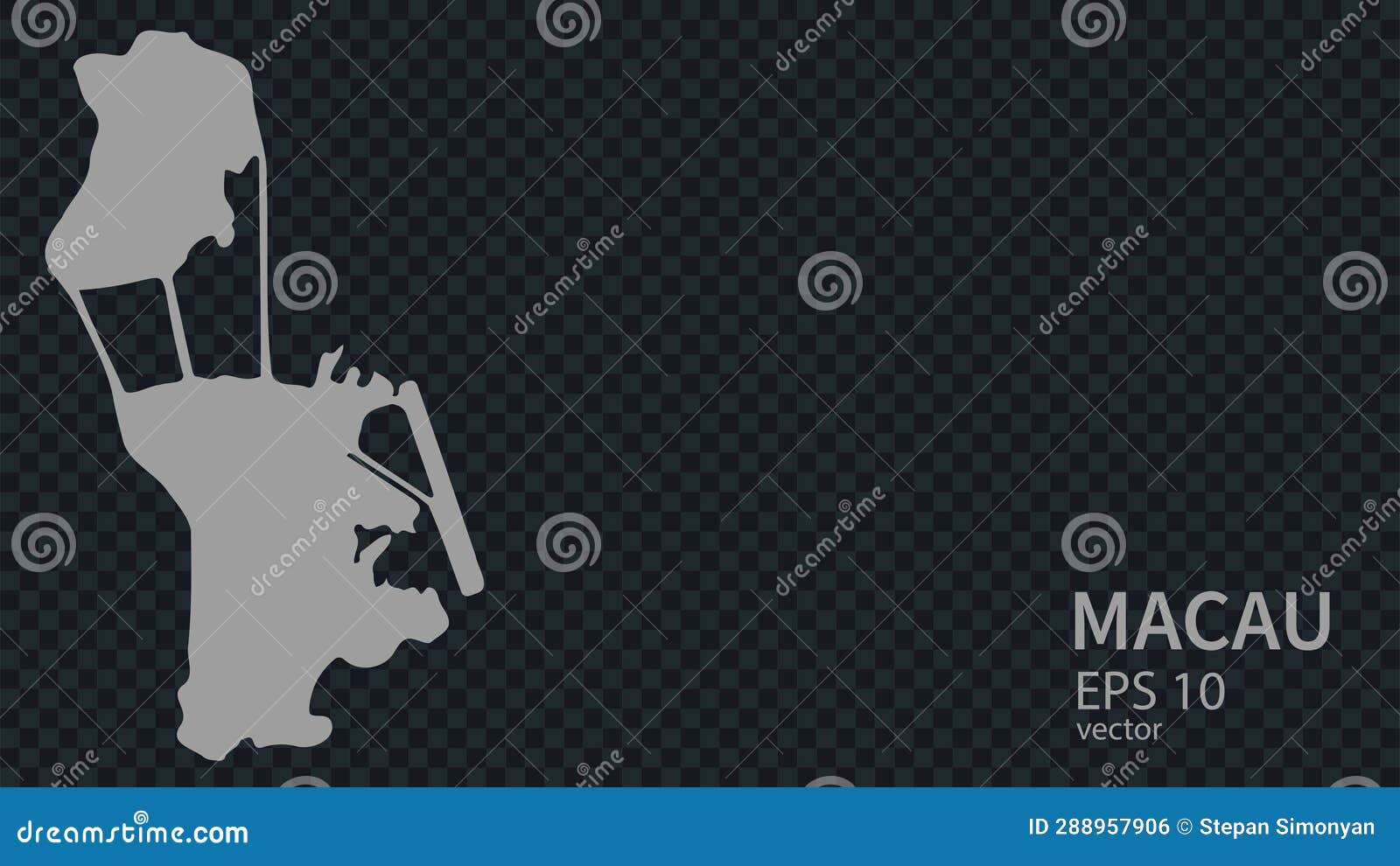 Flat Vector Map of Macau with Borders, Isolated on Background Flat ...