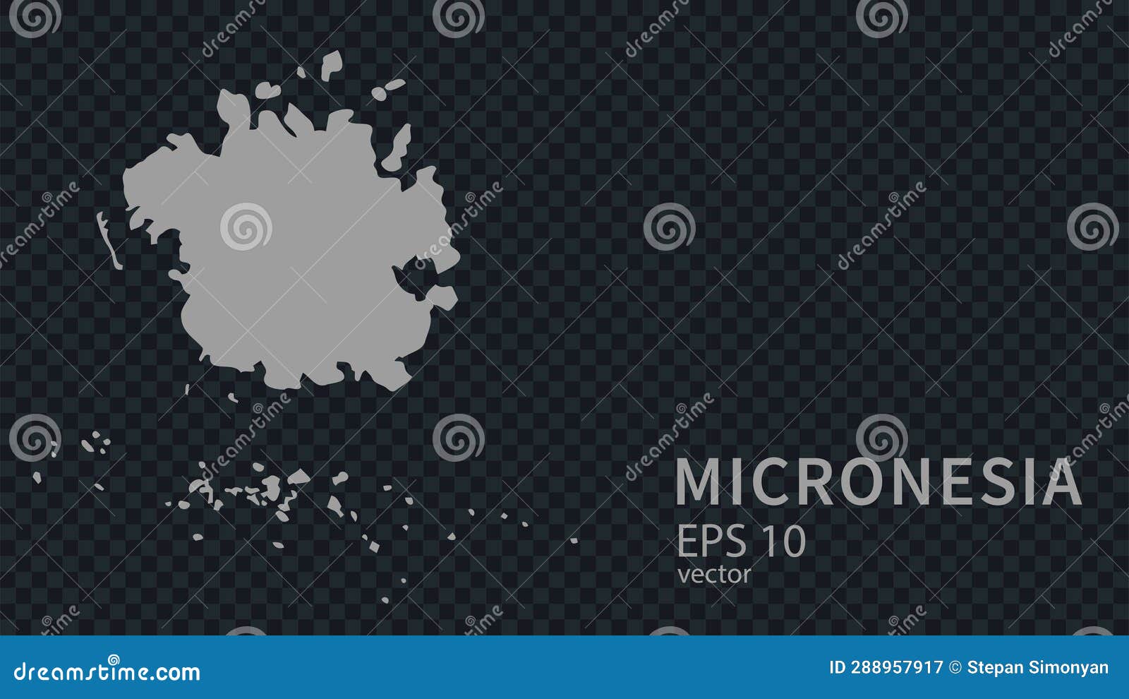 Flat Vector Map of Micronesia with Borders, Isolated on Background Flat ...