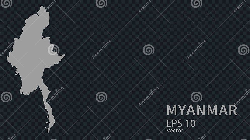 Flat Vector Map of Myanmar with Borders, Isolated on Background Flat ...