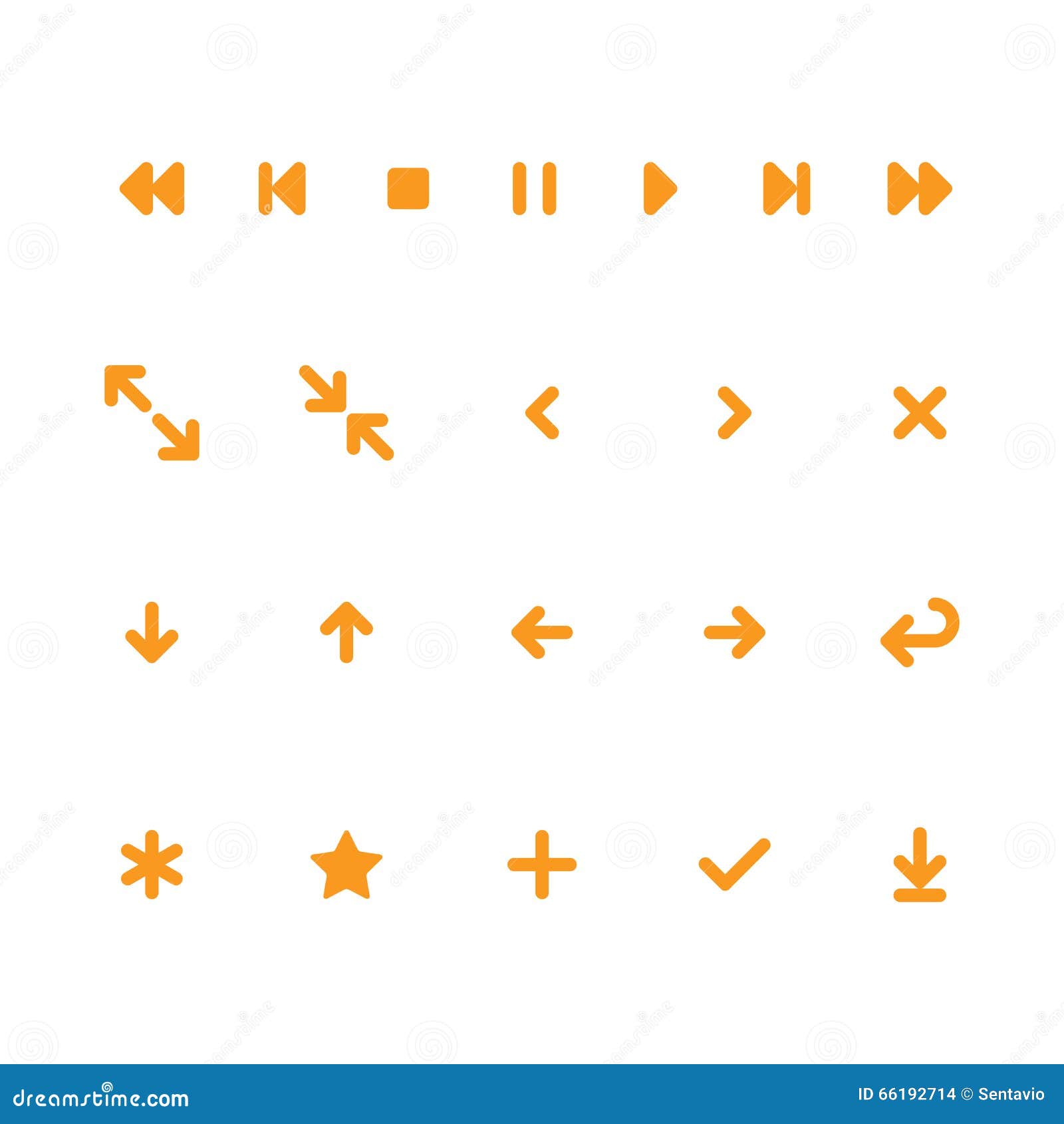 Flat Vector Mobile Player Controls and Arrows Web App Icons Stock ...