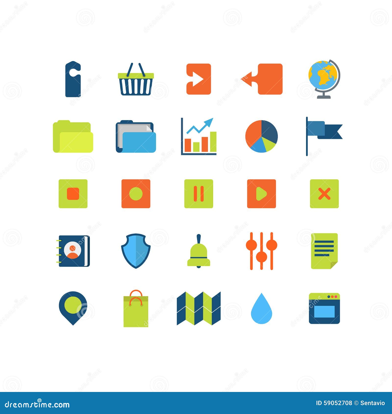 Flat Vector Mobile Web App Interface Icon Pack: Upload Download Stock ...