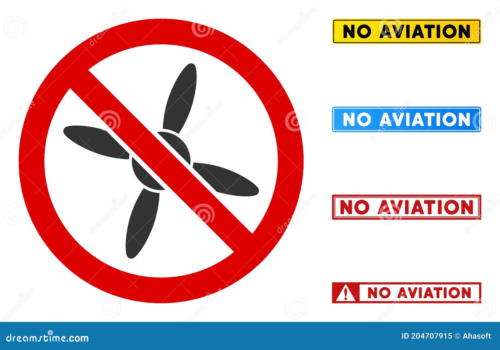 Flat Vector No Air Sign with Words in Rectangle Frames Stock Vector ...