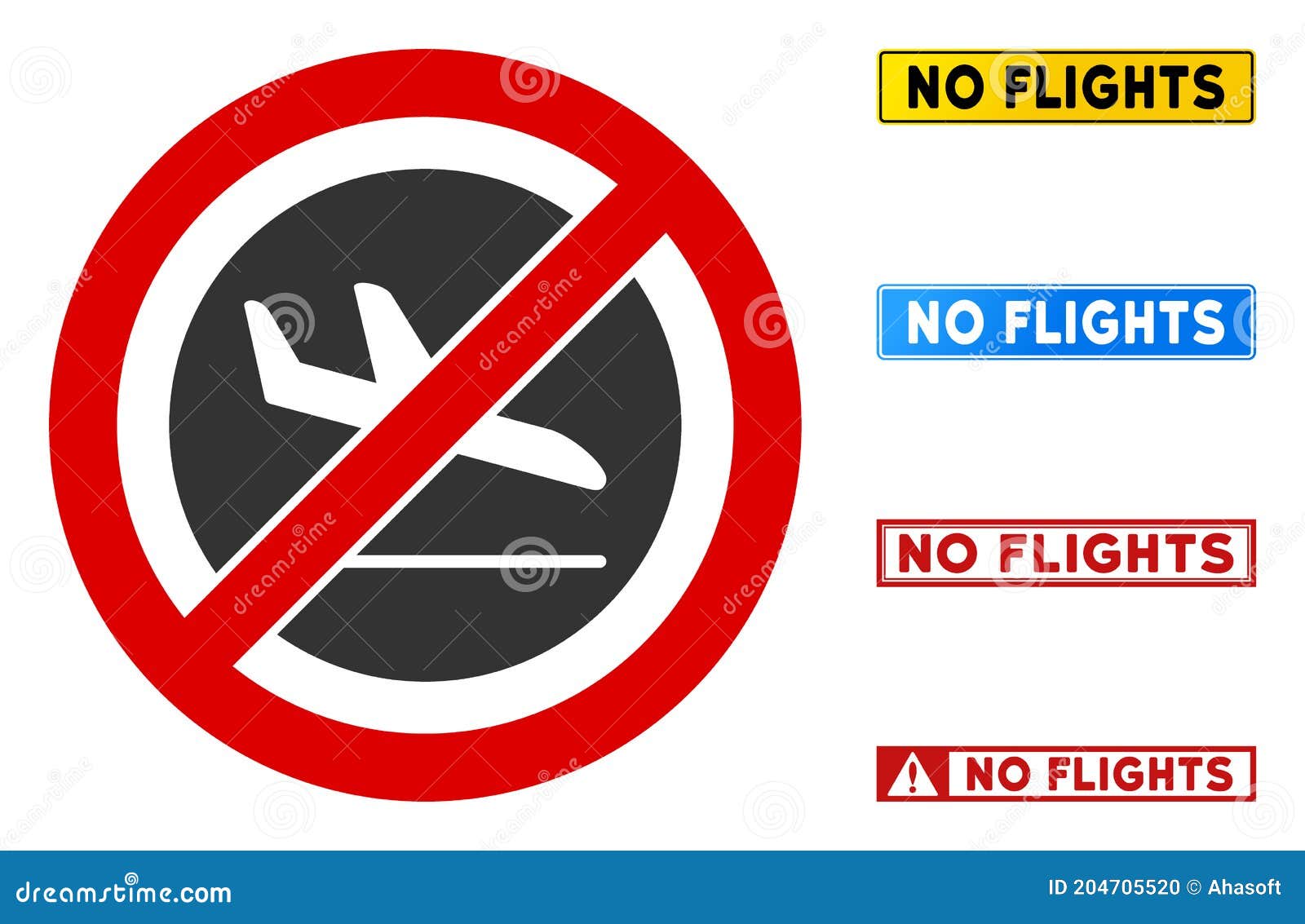 Flat Vector No Airplane Arrival Sign with Captions in Rectangle Frames ...