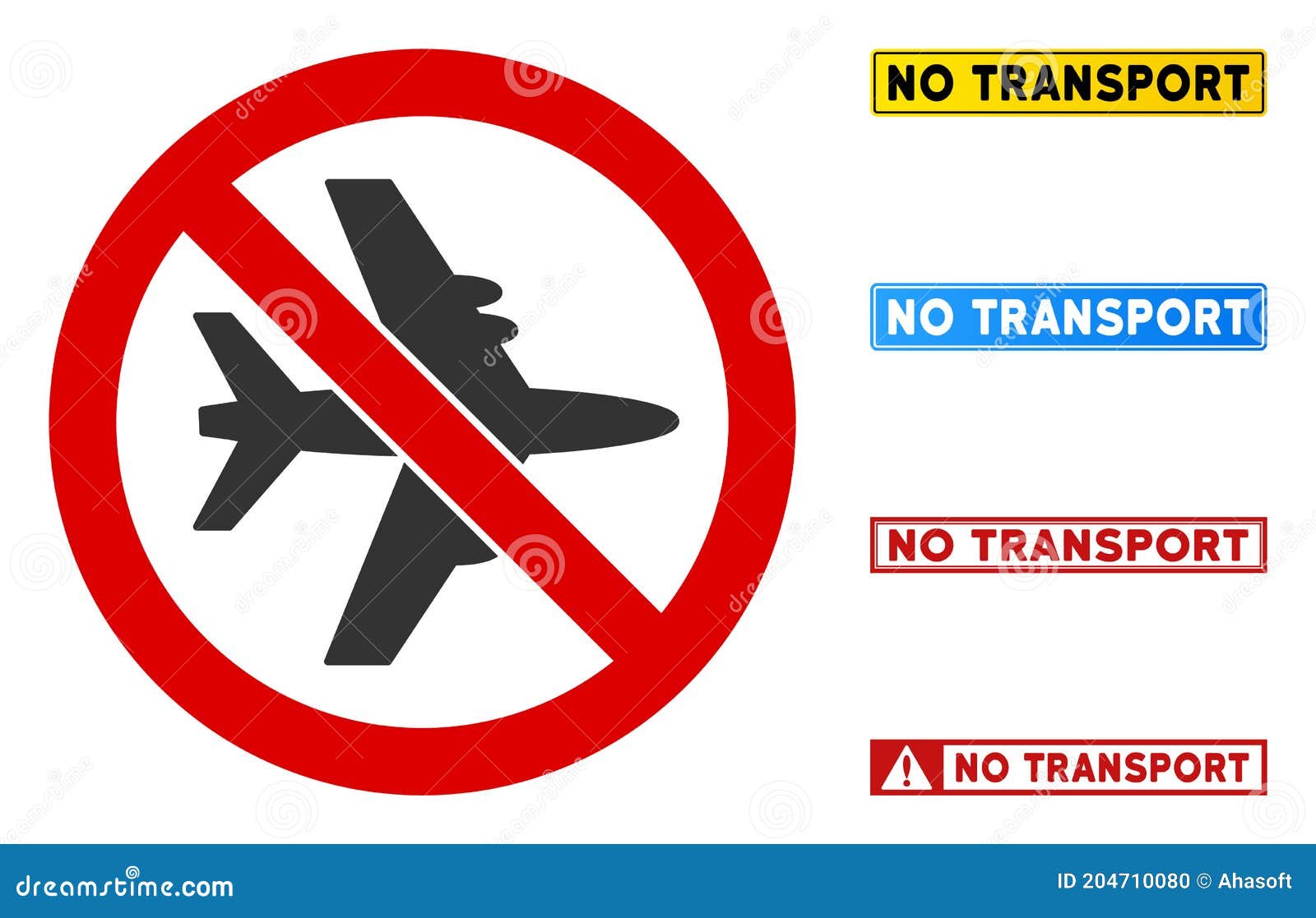 Flat Vector No Airplane Sign with Messages in Rectangular Frames Stock ...