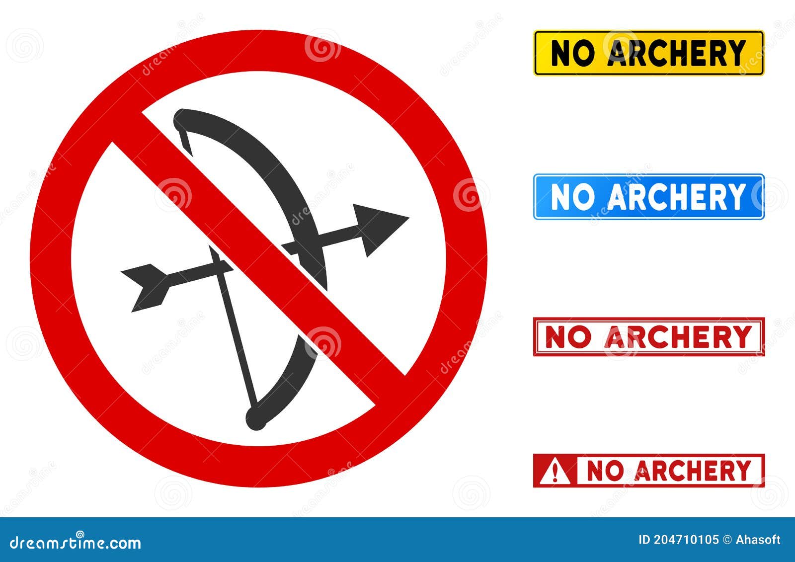 Flat Vector No Archery Sign with Texts in Rectangular Frames Stock ...