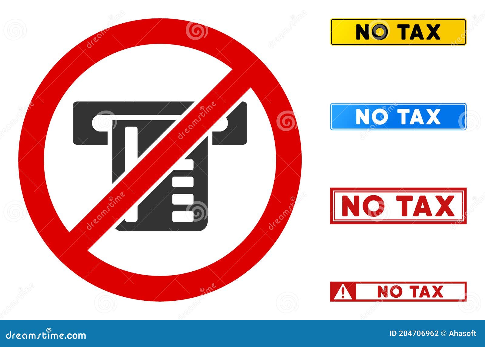 Flat Vector No ATM Terminal Sign with Phrases in Rectangular Frames ...