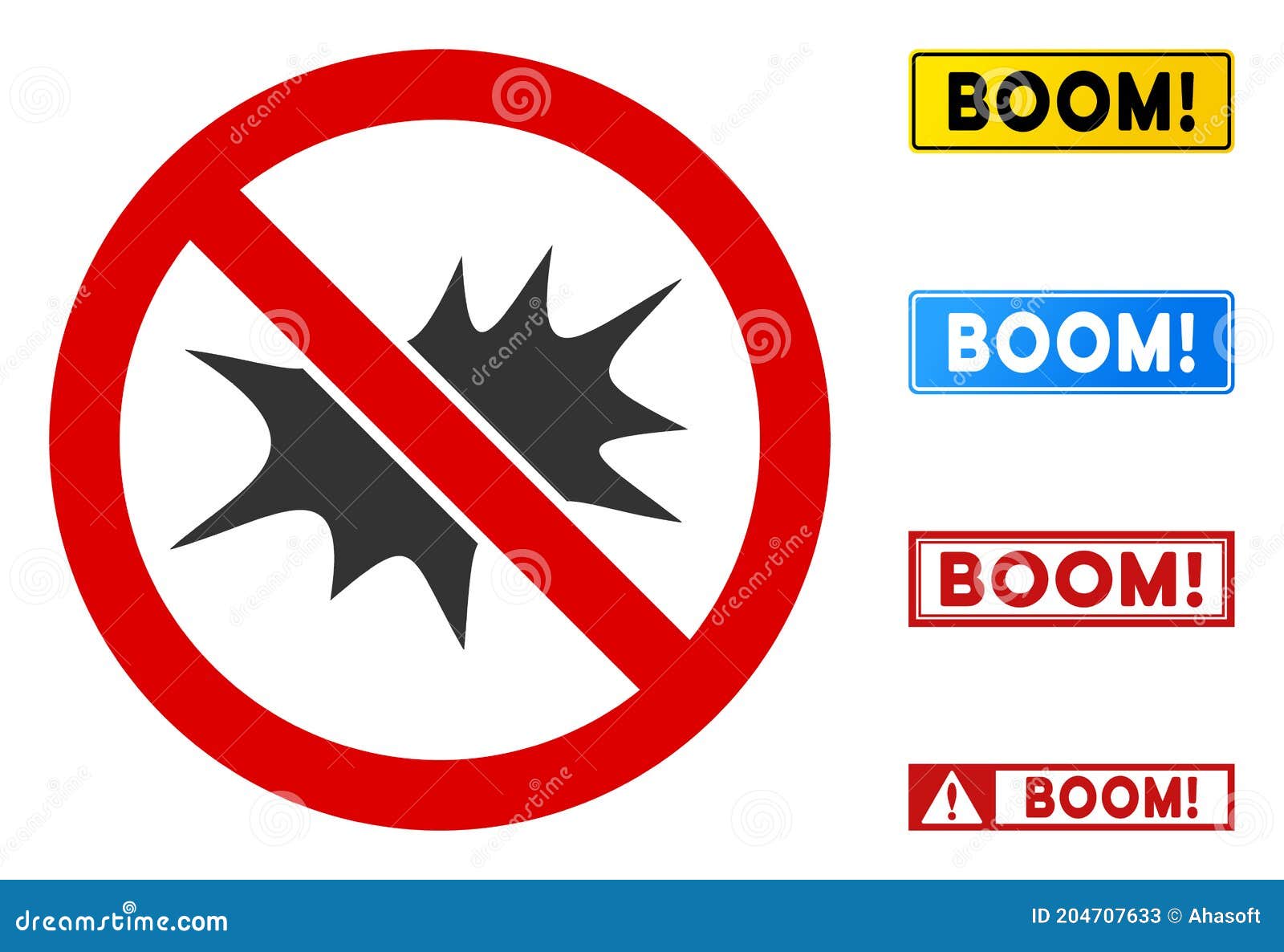 Flat Vector No Bang Sign with Messages in Rectangular Frames Stock ...