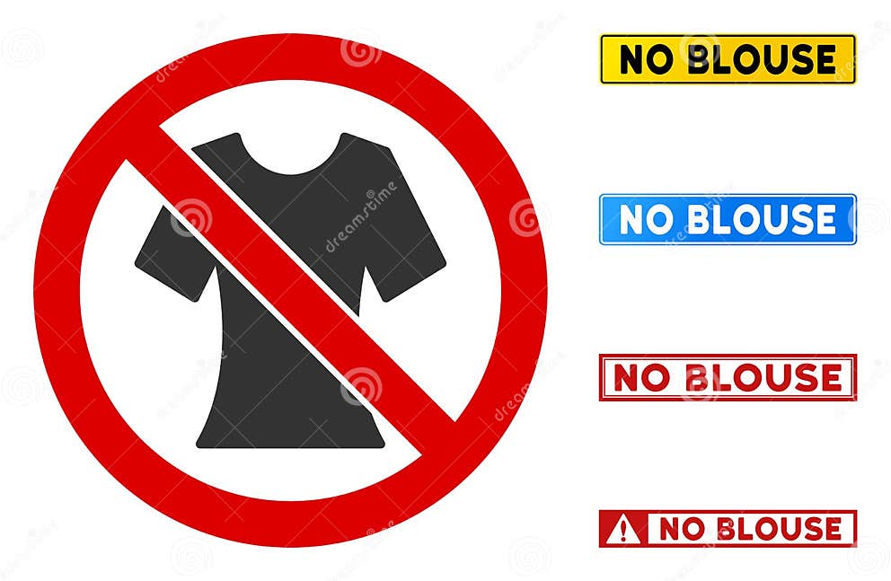Flat Vector No Blouse Sign with Captions in Rectangular Frames Stock ...
