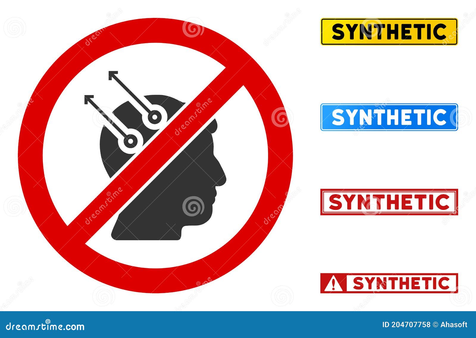 Flat Vector No Brain Interface Sign with Captions in Rectangle Frames ...