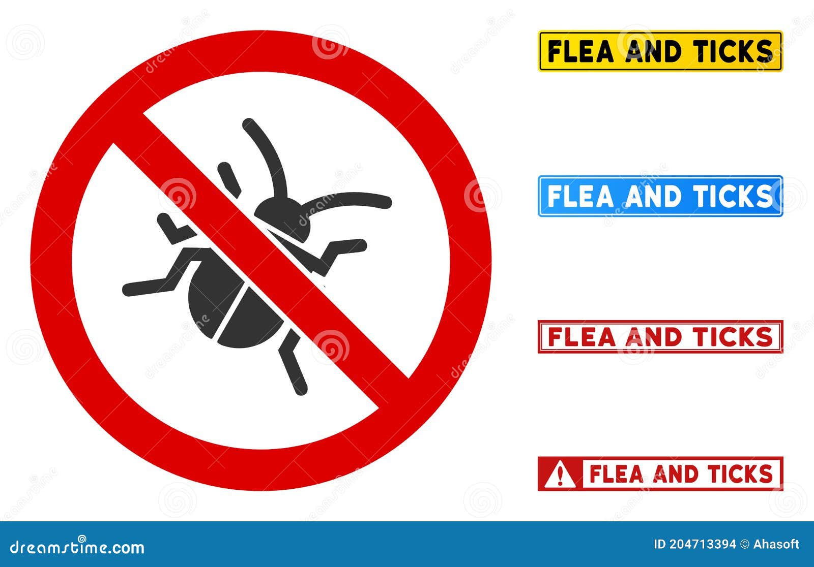 Flat Vector No Bug Sign with Messages in Rectangular Frames Stock ...