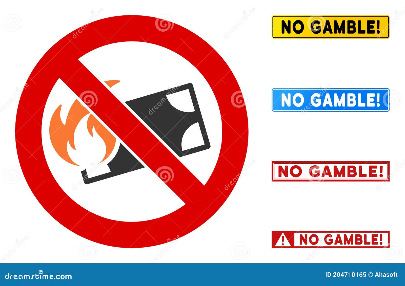 Flat Vector No Burn Money Sign with Captions in Rectangle Frames Stock ...