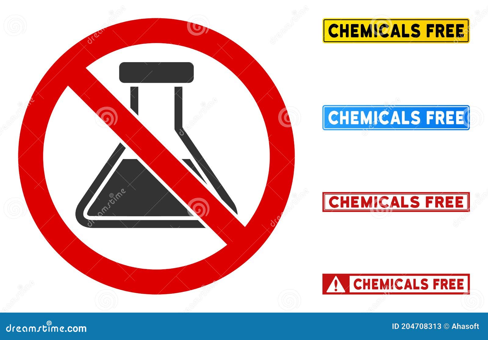 Flat Vector No Chemicals Sign with Messages in Rectangle Frames Stock ...