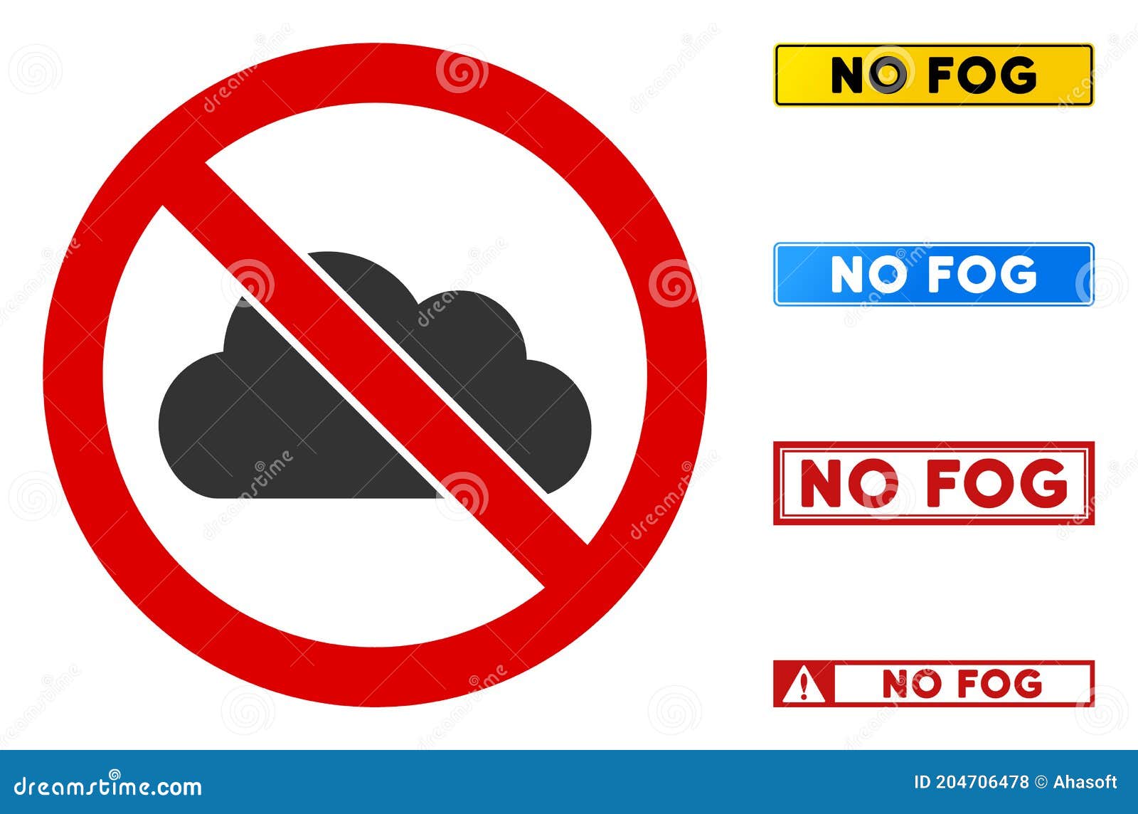 Flat Vector No Cloud Sign with Captions in Rectangle Frames Stock ...