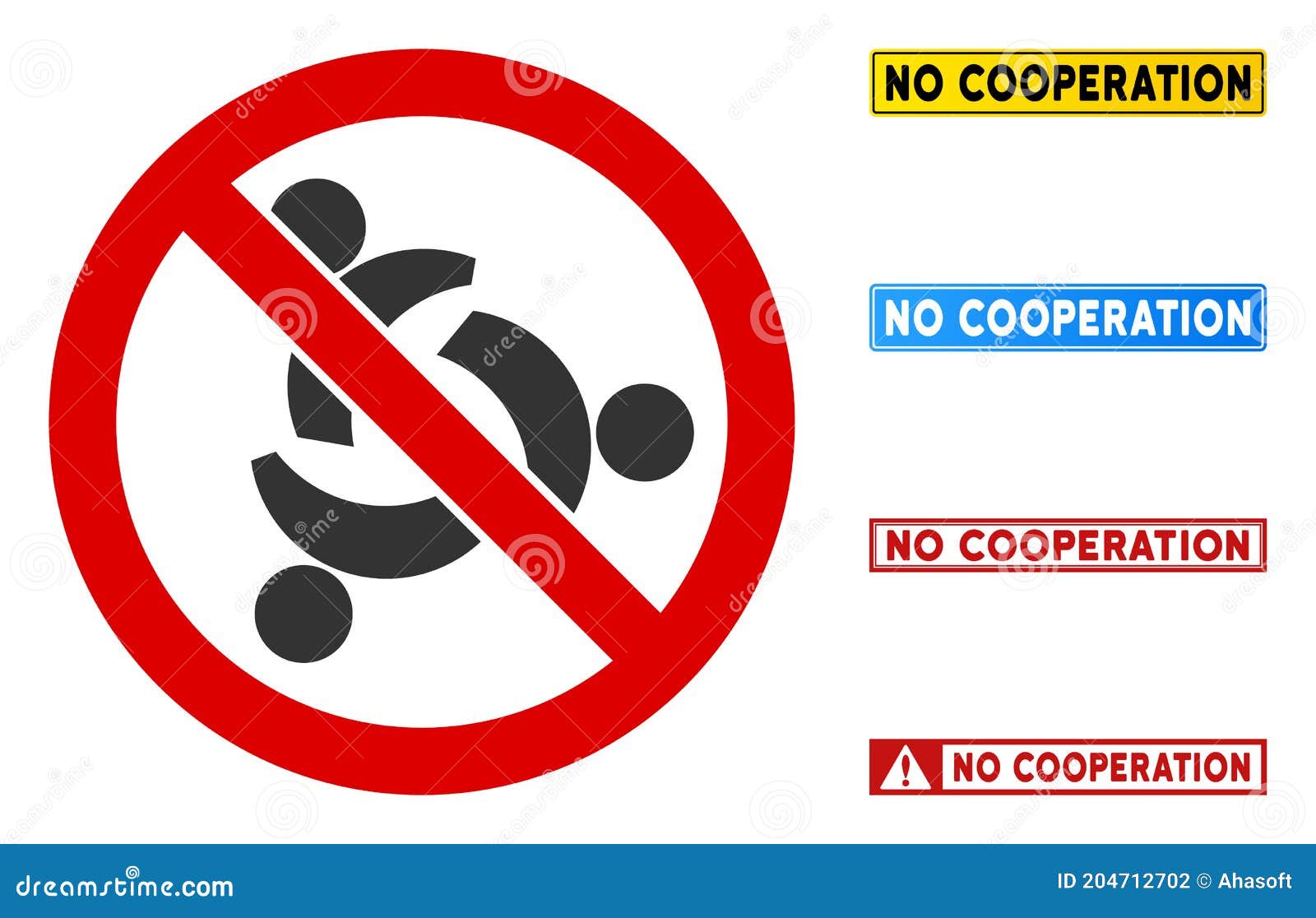 Flat Vector No Cooperation Sign with Messages in Rectangle Frames Stock ...