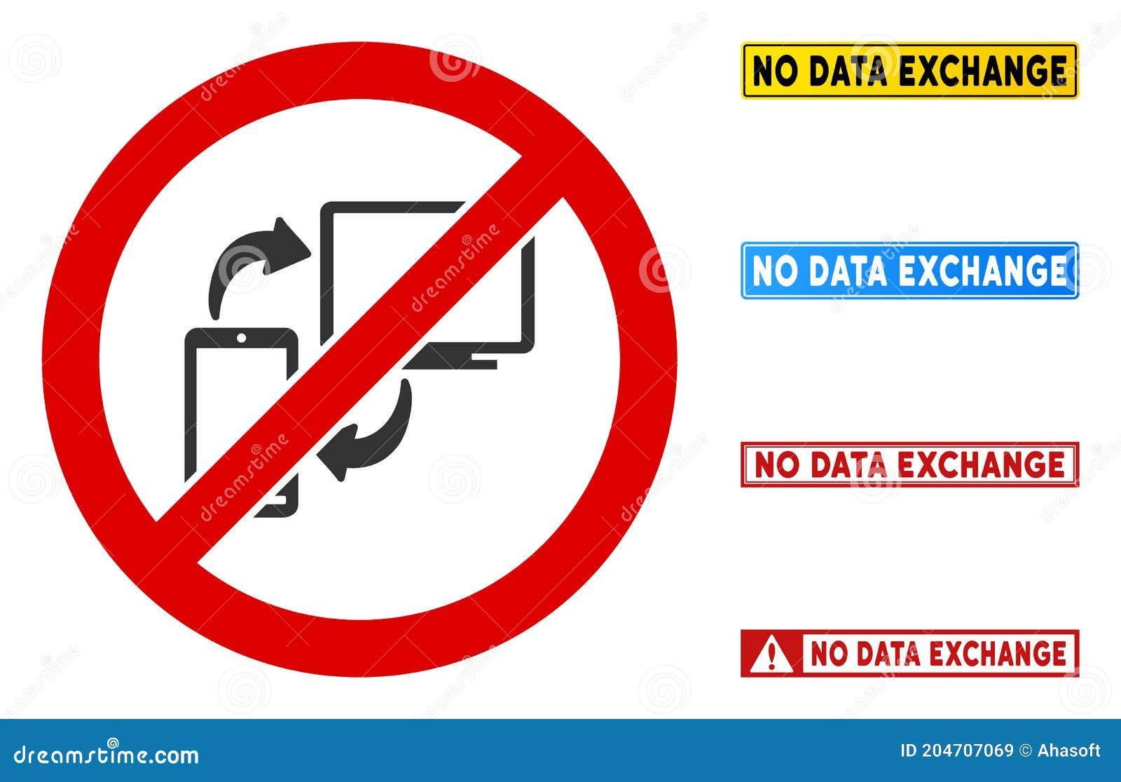 Flat Vector No Data Exchange Sign with Phrases in Rectangle Frames ...