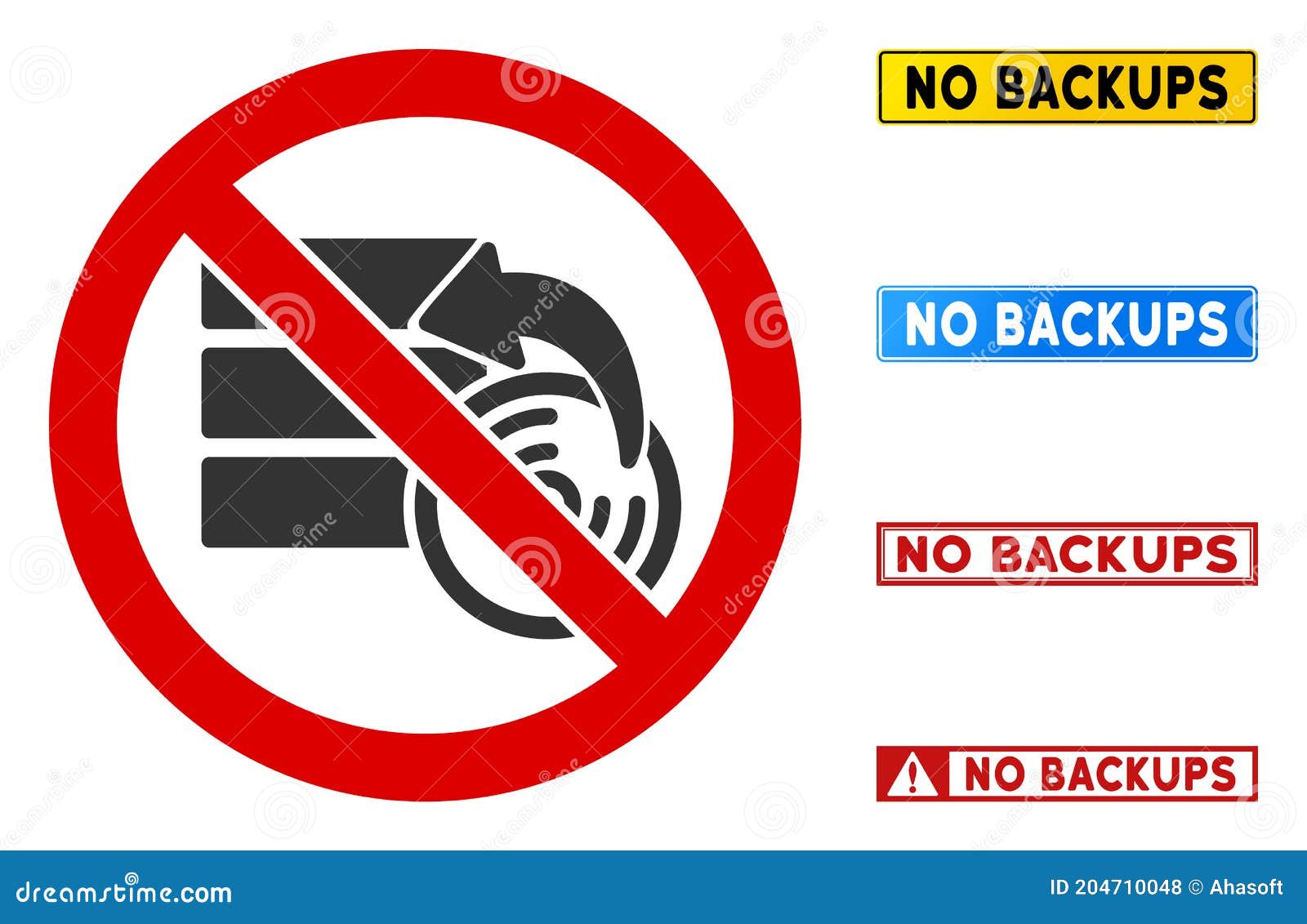 Flat Vector No Data Recovery Sign with Captions in Rectangular Frames ...