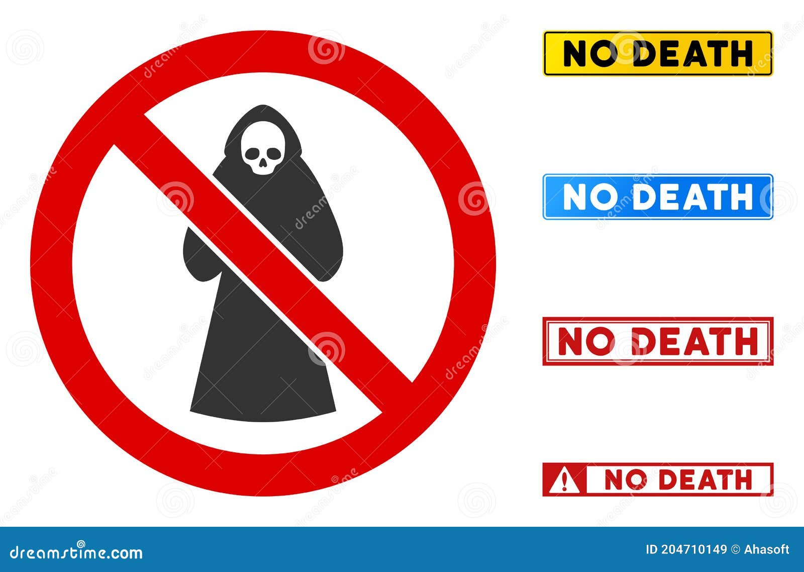 Flat Vector No Death Sign with Badges in Rectangle Frames Stock Vector ...