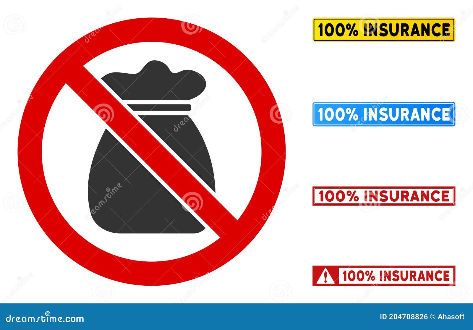 Flat Vector No Deposit Sign with Messages in Rectangular Frames Stock ...