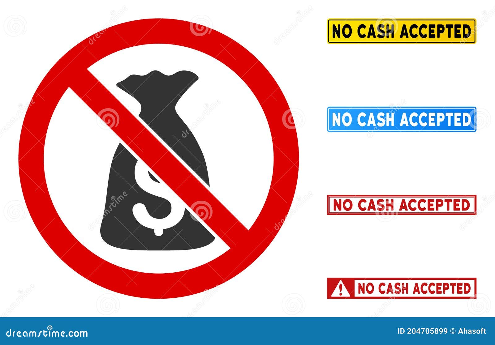Flat Vector No Dollar Deposit Sign with Titles in Rectangular Frames ...