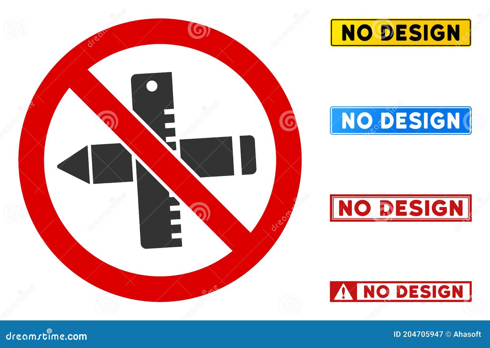 Flat Vector No Drawing Tools Sign with Words in Rectangle Frames Stock ...