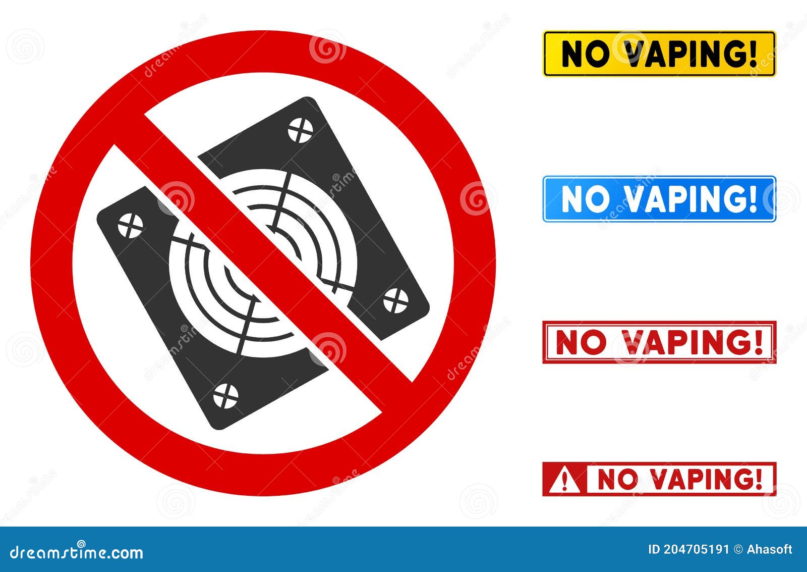 Flat Vector No Electronic Hardware Sign with Captions in Rectangle ...