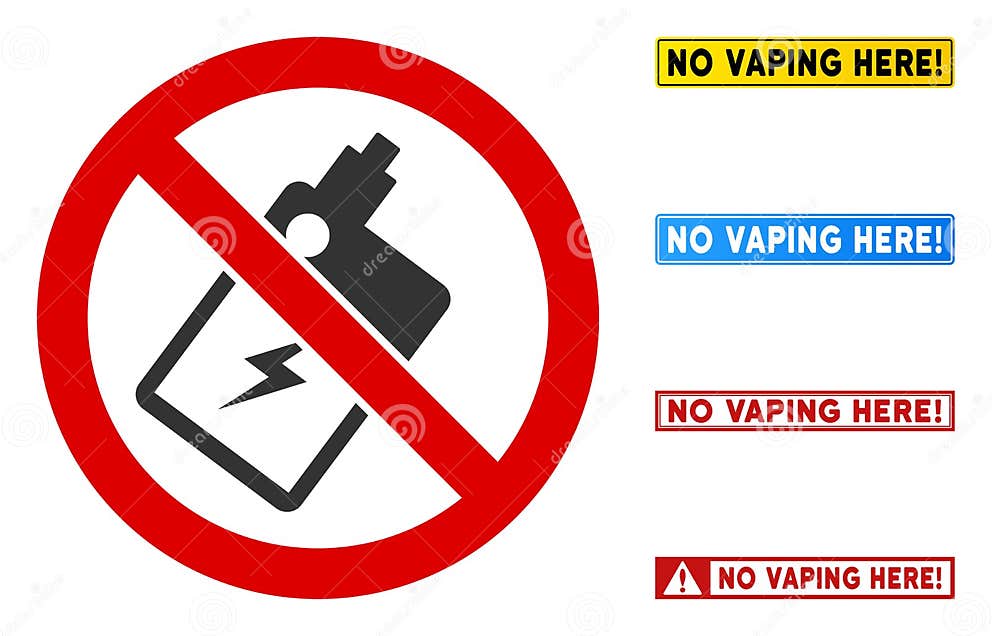 Flat Vector No Electronic Vaping Sign with Words in Rectangle Frames ...